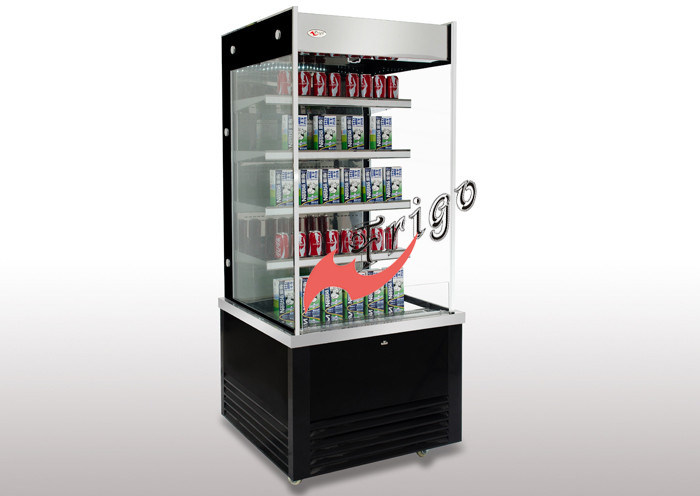 Vertical Open Display Cases For Beverage / Milk , Square 4 Shelves Open ...