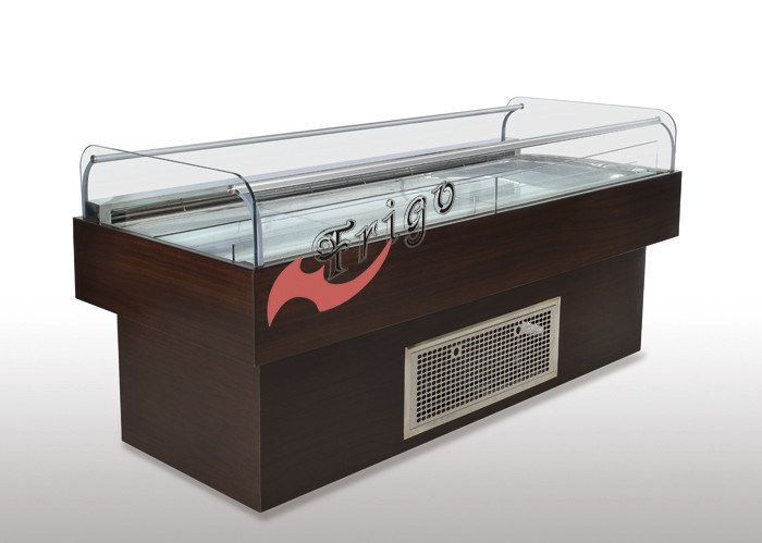 Wooden Color Refrigerated Open Display Cases Floor Stand Open Display ...